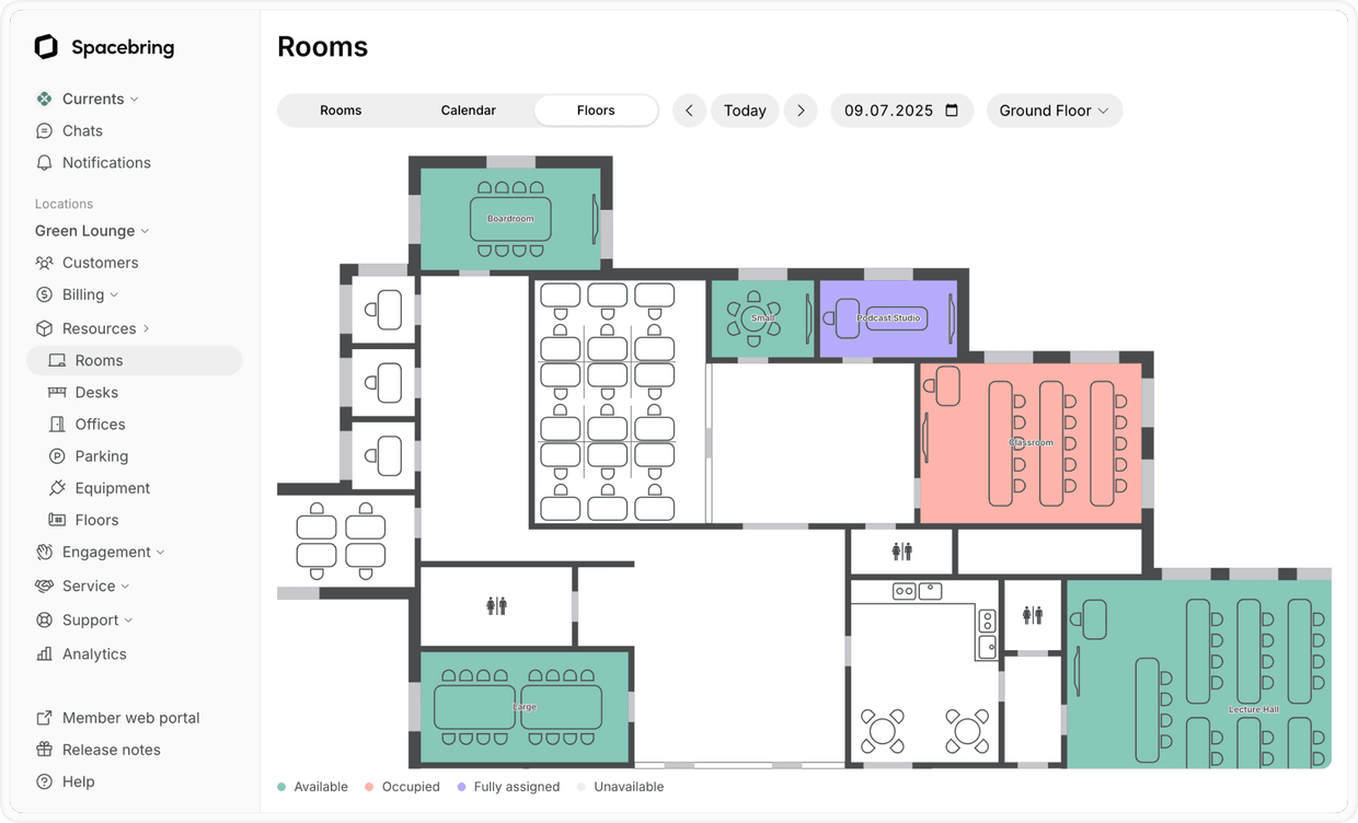 Floor plans solution for coworking spaces | Spacebring | Spacebring