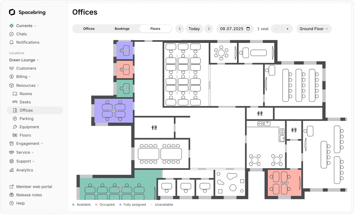 Floor plans solution for coworking spaces | Spacebring | Spacebring