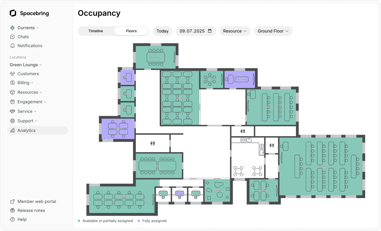 Floor plans solution for coworking spaces | Spacebring | Spacebring