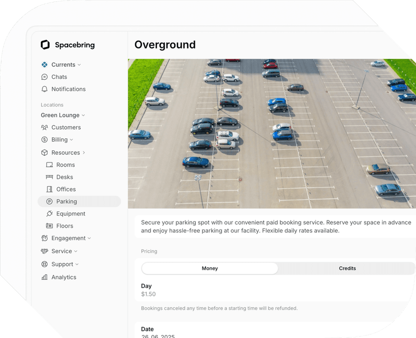 Parking management solution for coworking spaces | Spacebring | Spacebring