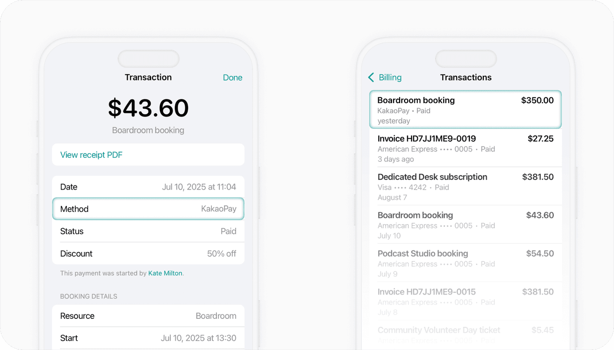 KakaoPay integration with Spacebring | Spacebring