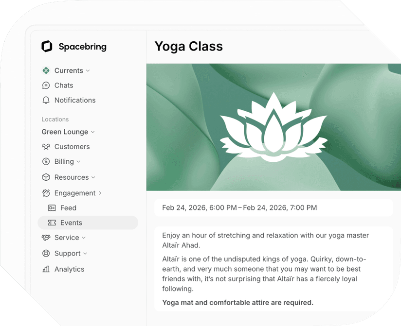 Yoga studio management software | Solution | Spacebring